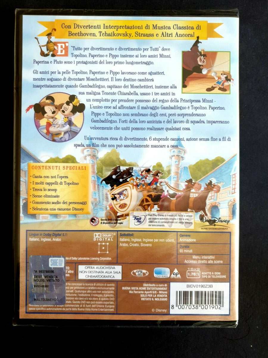 I Tre Moschettieri* Topolino, Paperino, Pippo*W.Disney 2004*DVD Nuovo – Mattoncino Matto